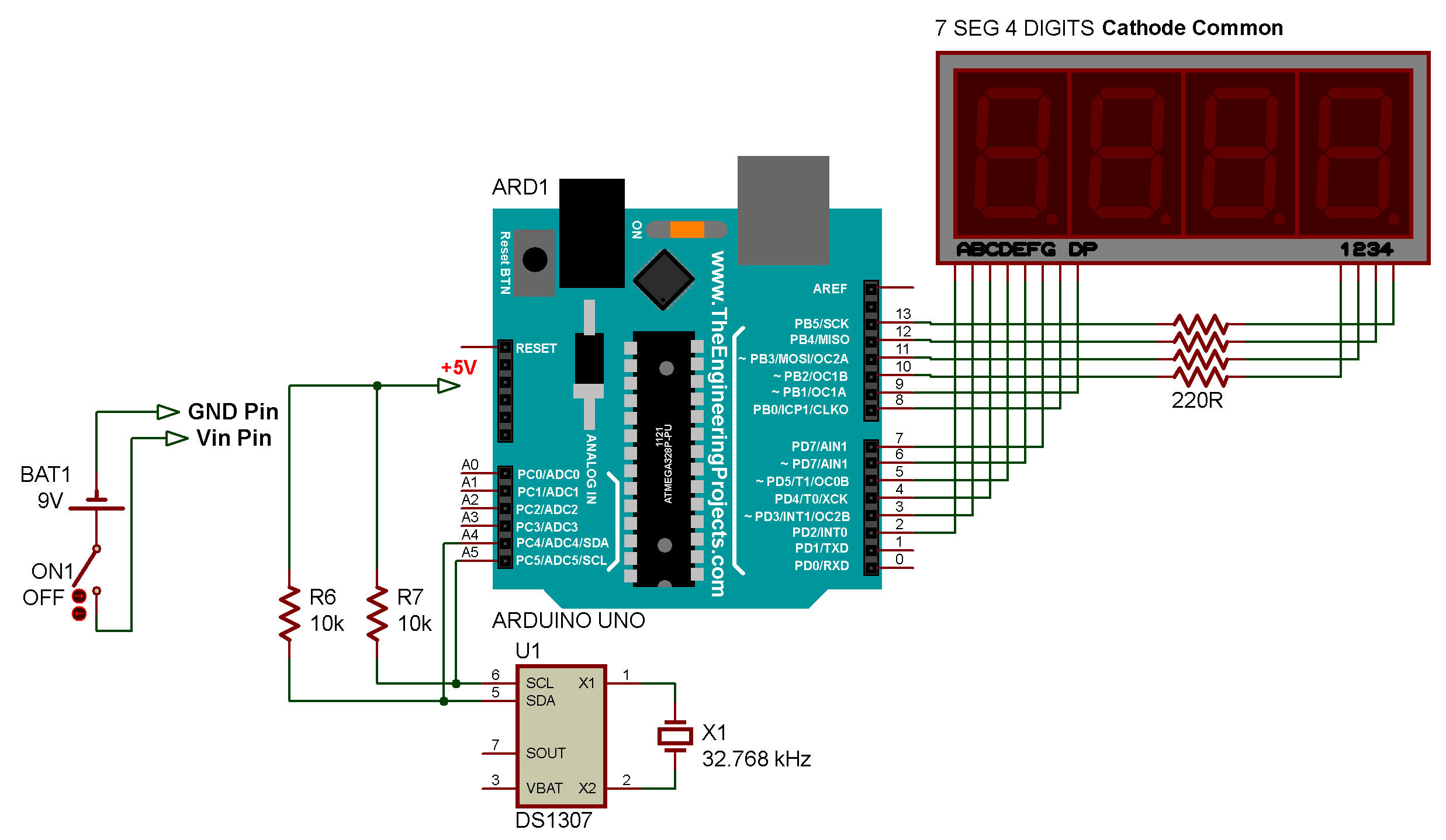 7 Segment Display Clock With Ds1307