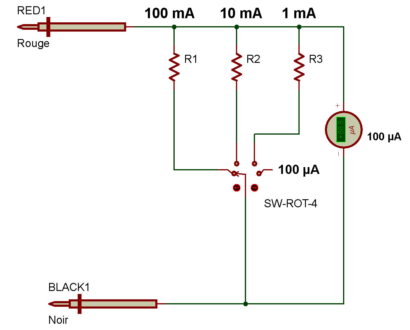 100 µA and 1 mA Multi range Ammeter