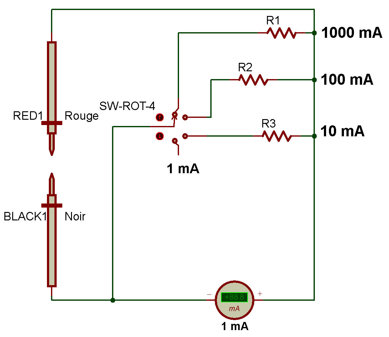 100 µA and 1 mA Multi range Ammeter